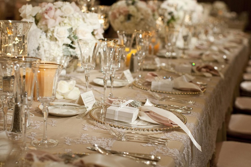 Reception Décor Photos - Elegant Tablescape + Sparkling Napkin Rings ...
