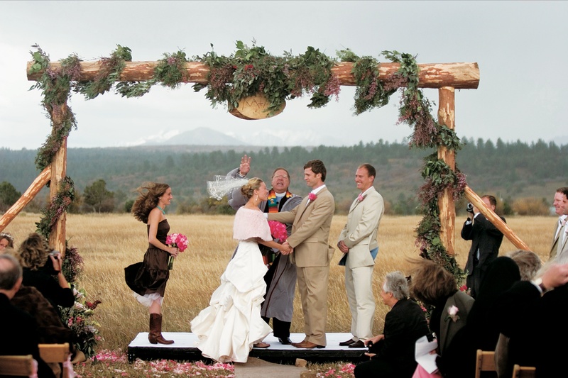 Ceremony Décor Photos - Rustic Ranch Outdoor Ceremony - Inside Weddings