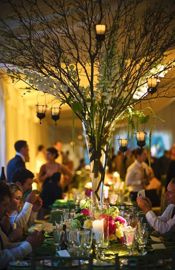 Reception Décor Photos - Branch and Lantern Wedding Centerpiece ...
