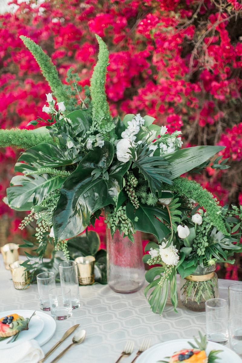 Reception Décor Photos - Rustic Floral Arrangement of Greenery - Inside ...