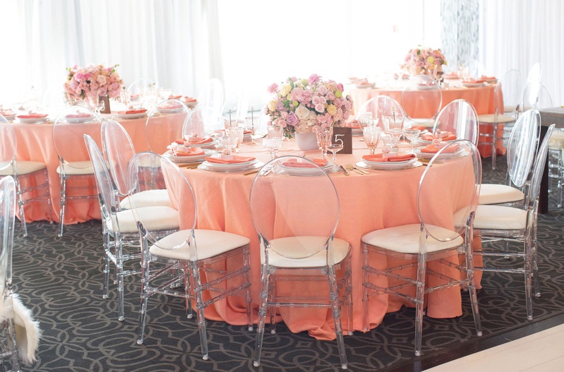 Showers & Parties Photos - Round Pink Bridal Shower Tables - Inside ...