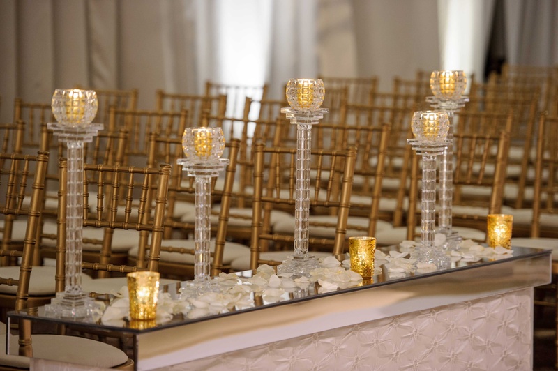 Ceremony Décor Photos Gold And Crystal Votives At Ceremony Inside