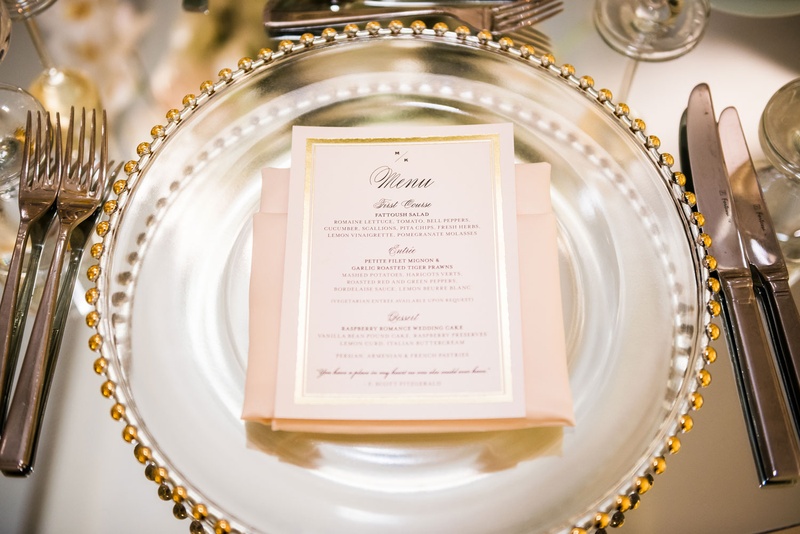 Invitations & More Photos - Gold Border Wedding Menu - Inside Weddings